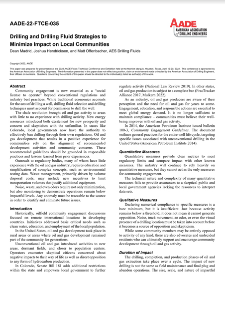 Publications – AES Drilling Fluids | Better Fluids Equal Better Wells